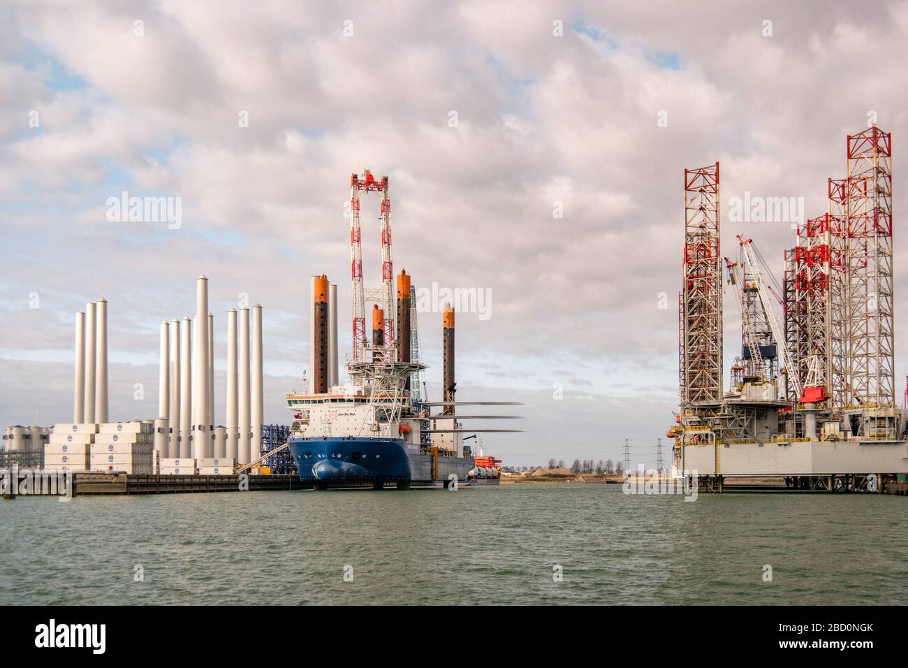 Vlissingen Netherlands April 3 2020, Windmill carier at the harbour for ...