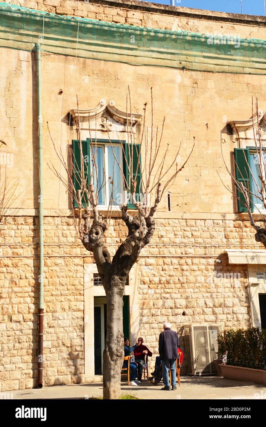Trani, Italy-April 2019: horizontal view of traditional house with ...