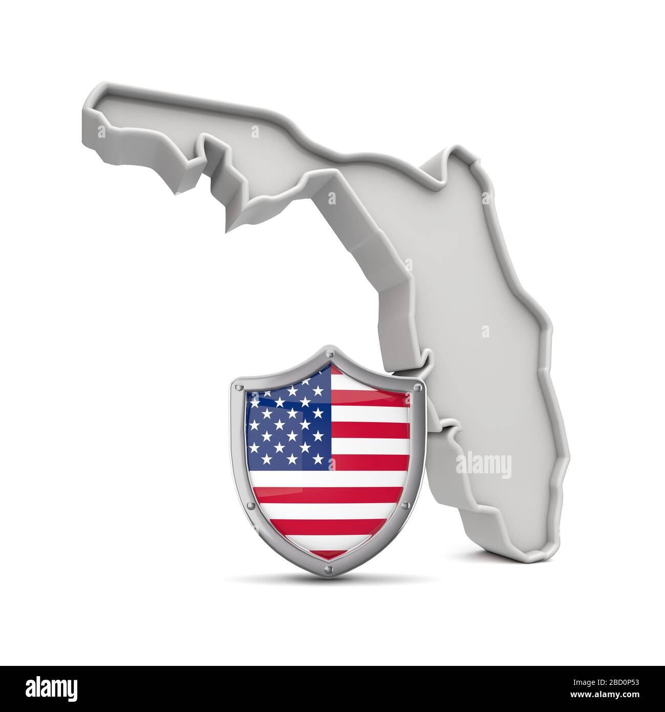 American state of Florida, with stars and stripes shield. 3D Rendering ...