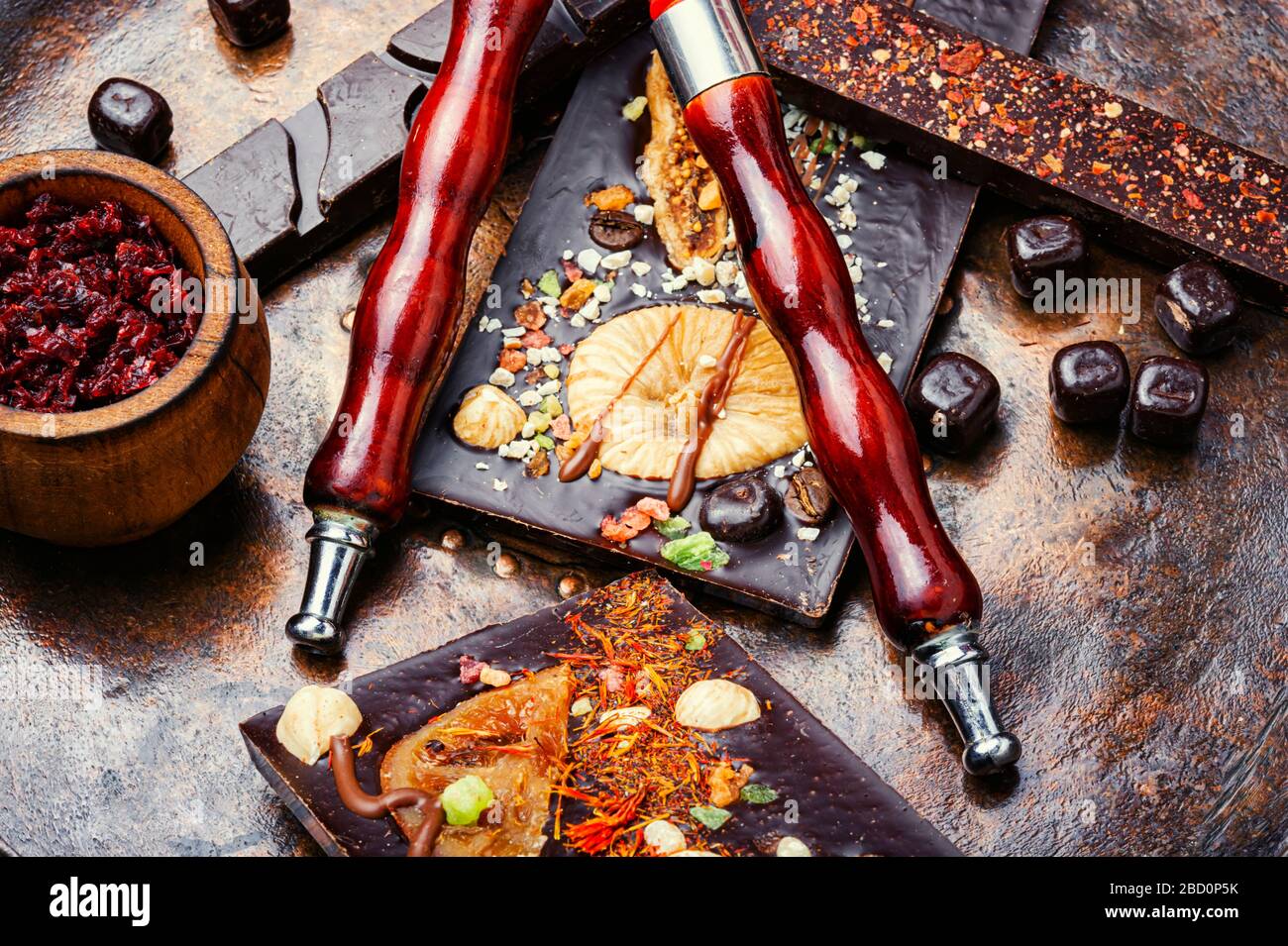 Egyptian hookah with the taste of sweets.Arabian shisha with chocolate ...
