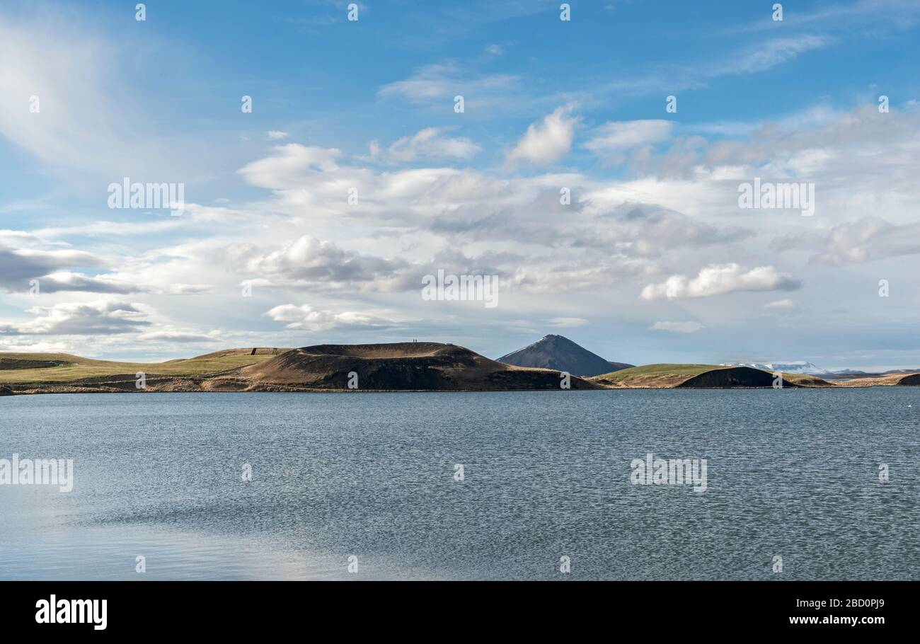 Mývatn in north-east Iceland. The name means 'Lake of Midges', which ...
