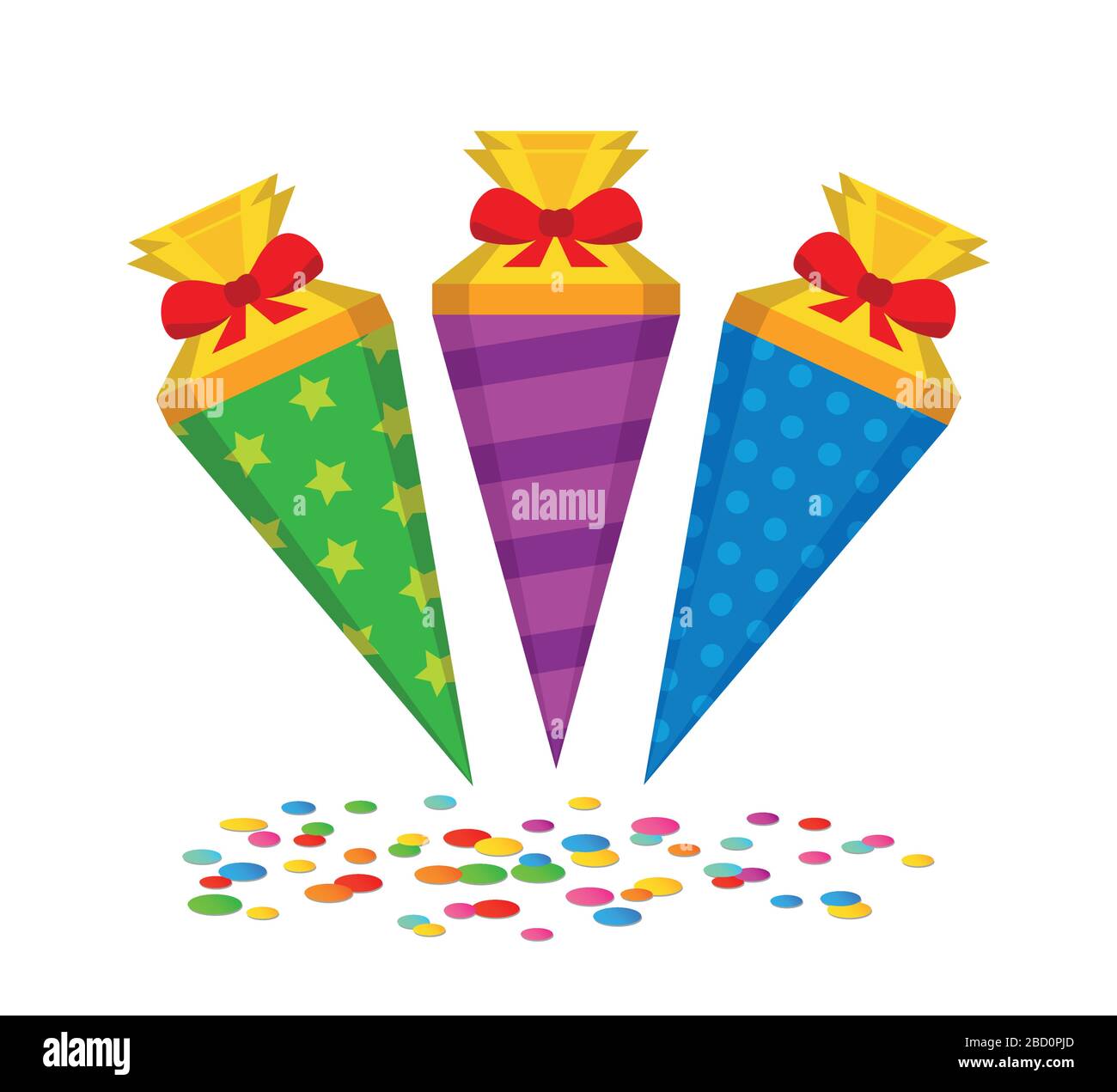colorful pattern school candy cone with confetti vector illustration ...