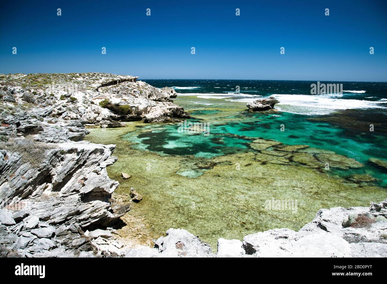 Beautiful colours on the shore line of Rottnest Island, cristal clear ...