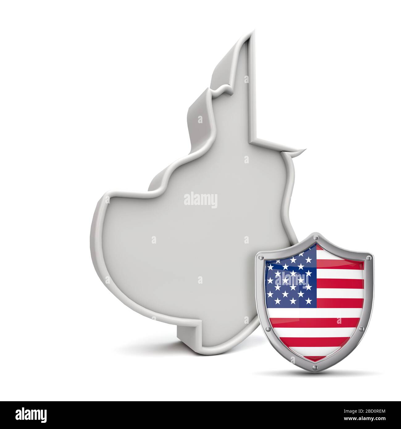 American state of West Virginia, with stars and stripes shield. 3D ...