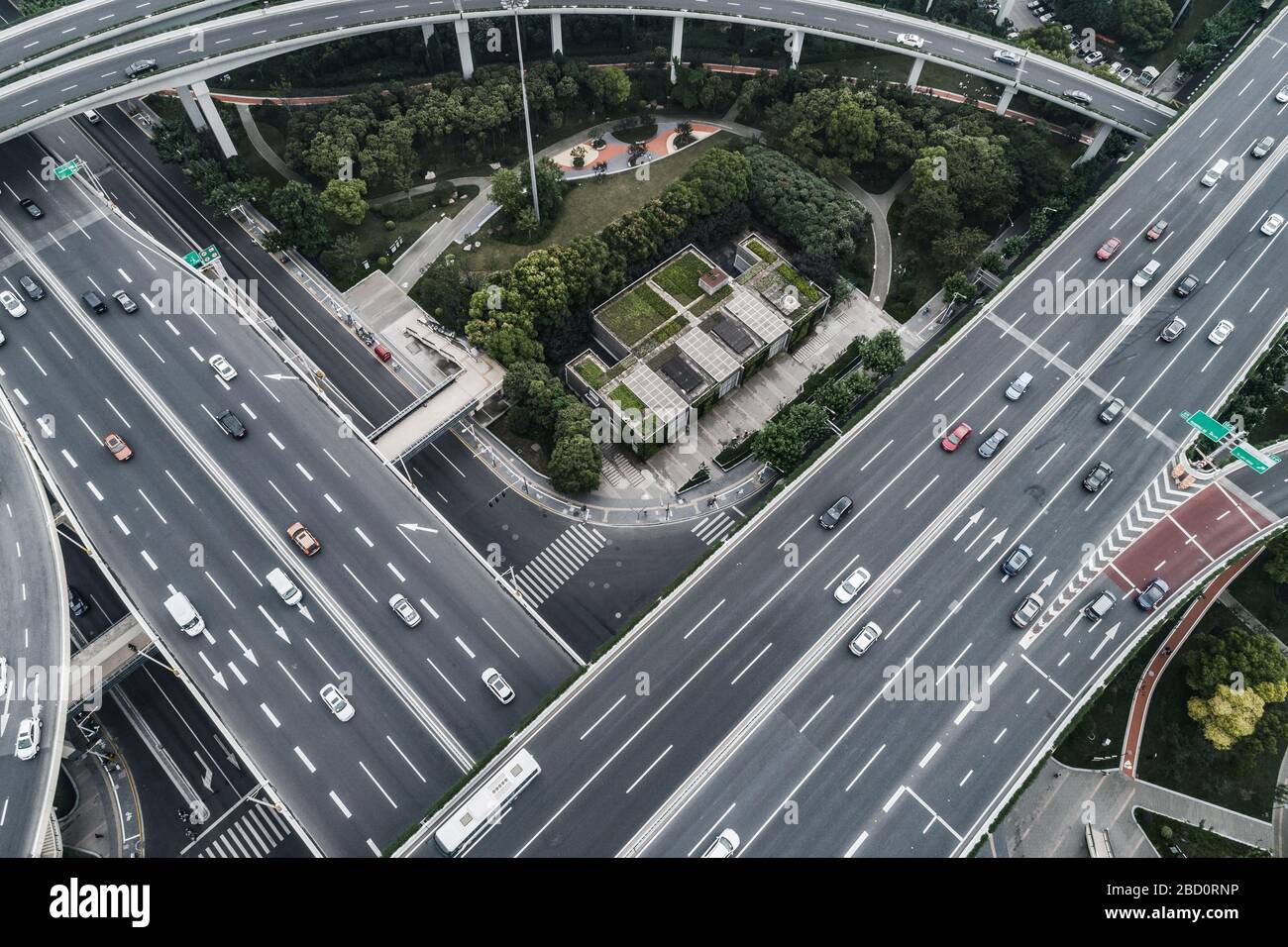 Aerial view of highway and overpass in city Stock Photo - Alamy