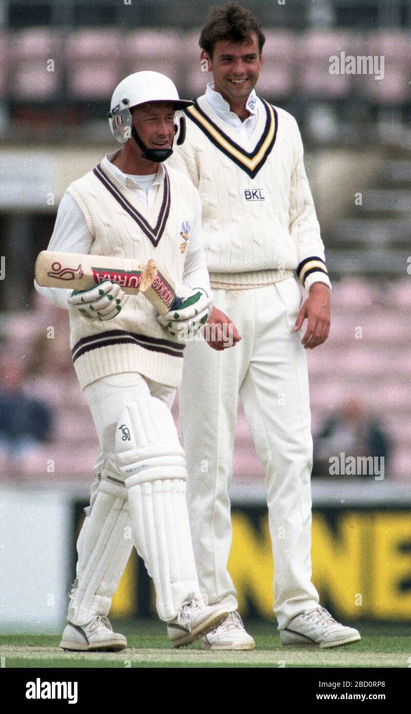 The Oval, London 19 May 1990. Surrey v Hampshire. Surrey openin batsman ...