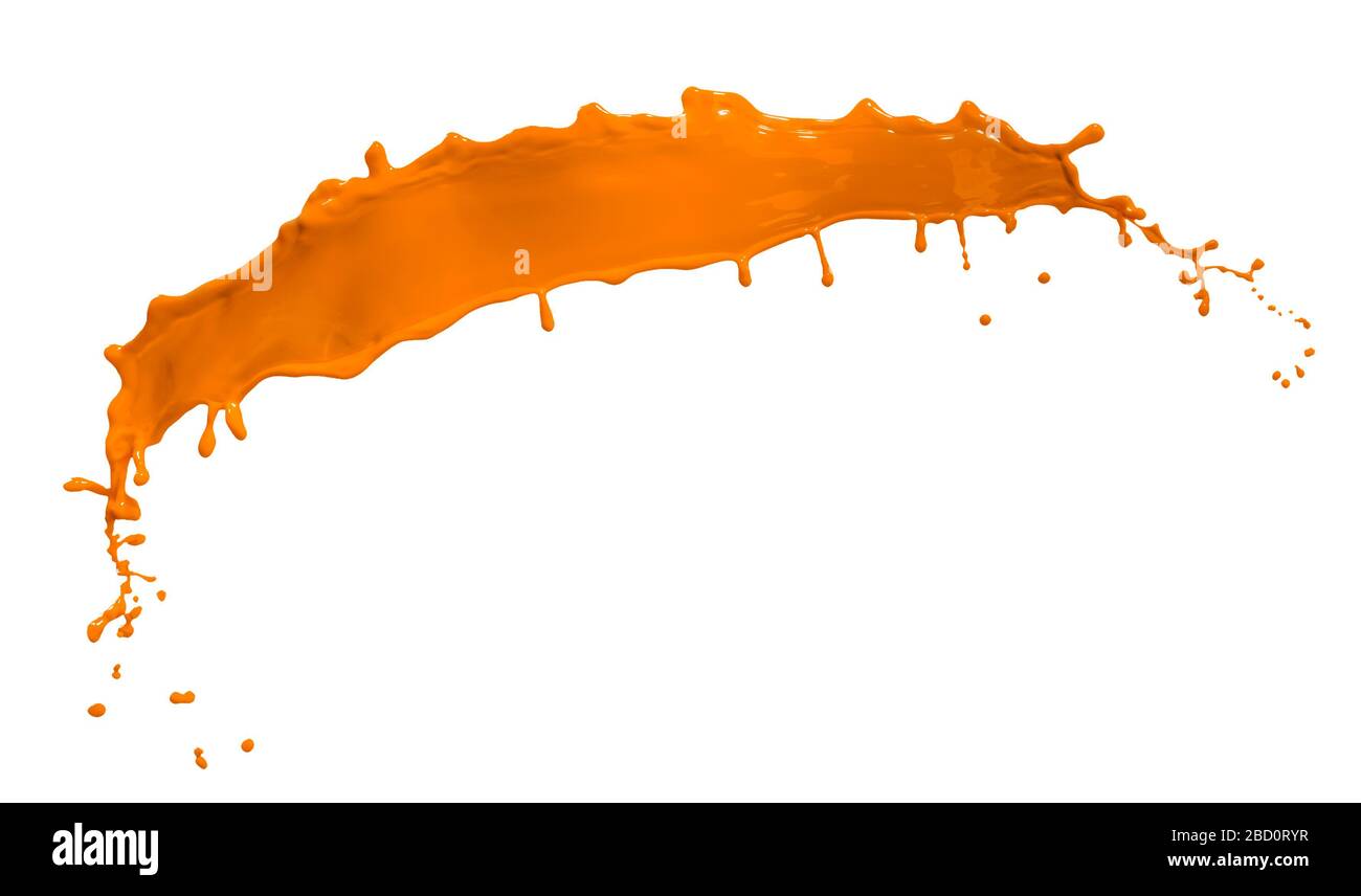 splendid orange paint splash isolated on white background Stock Photo ...