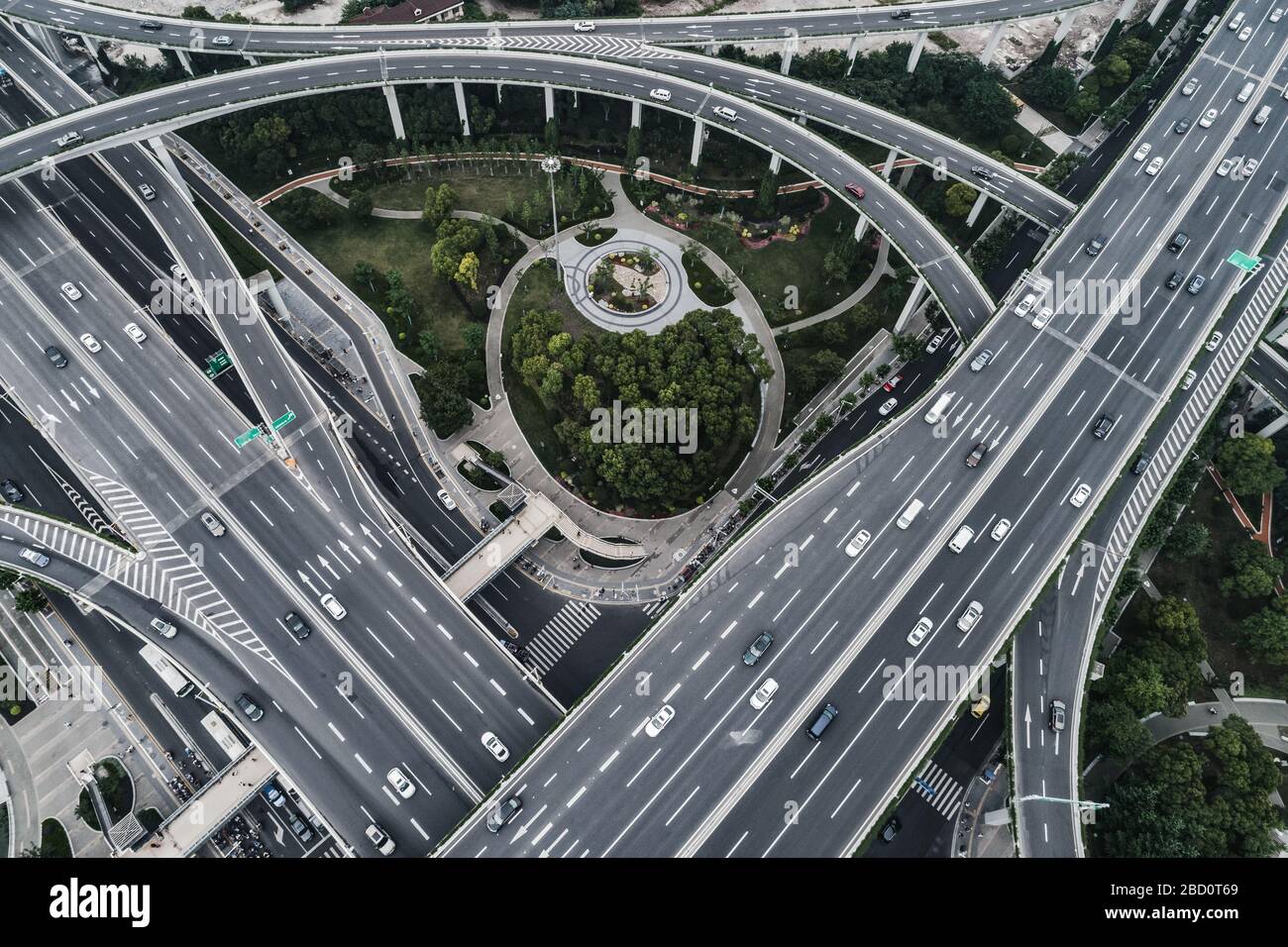 Aerial view of highway and overpass in city Stock Photo - Alamy