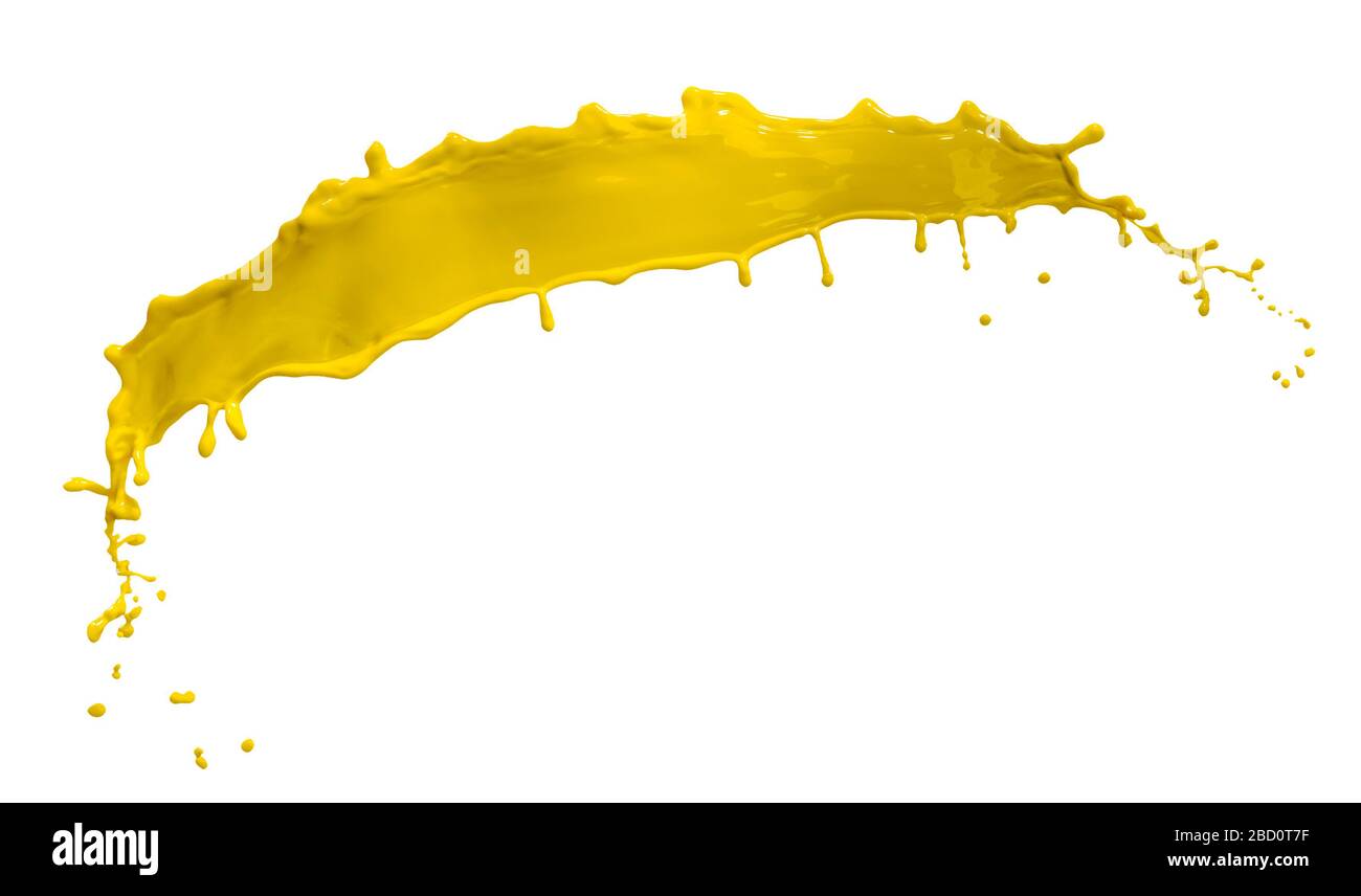 splendid yellow paint splash isolated on white background Stock Photo ...