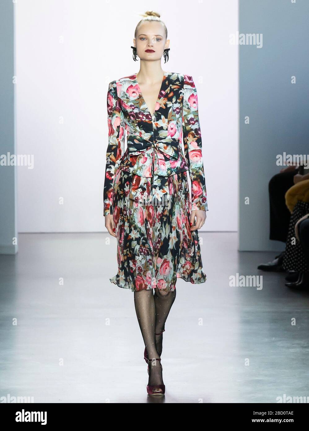 New York, New York - Feb. 08, 2020: Valou Weemering walks the runway at ...