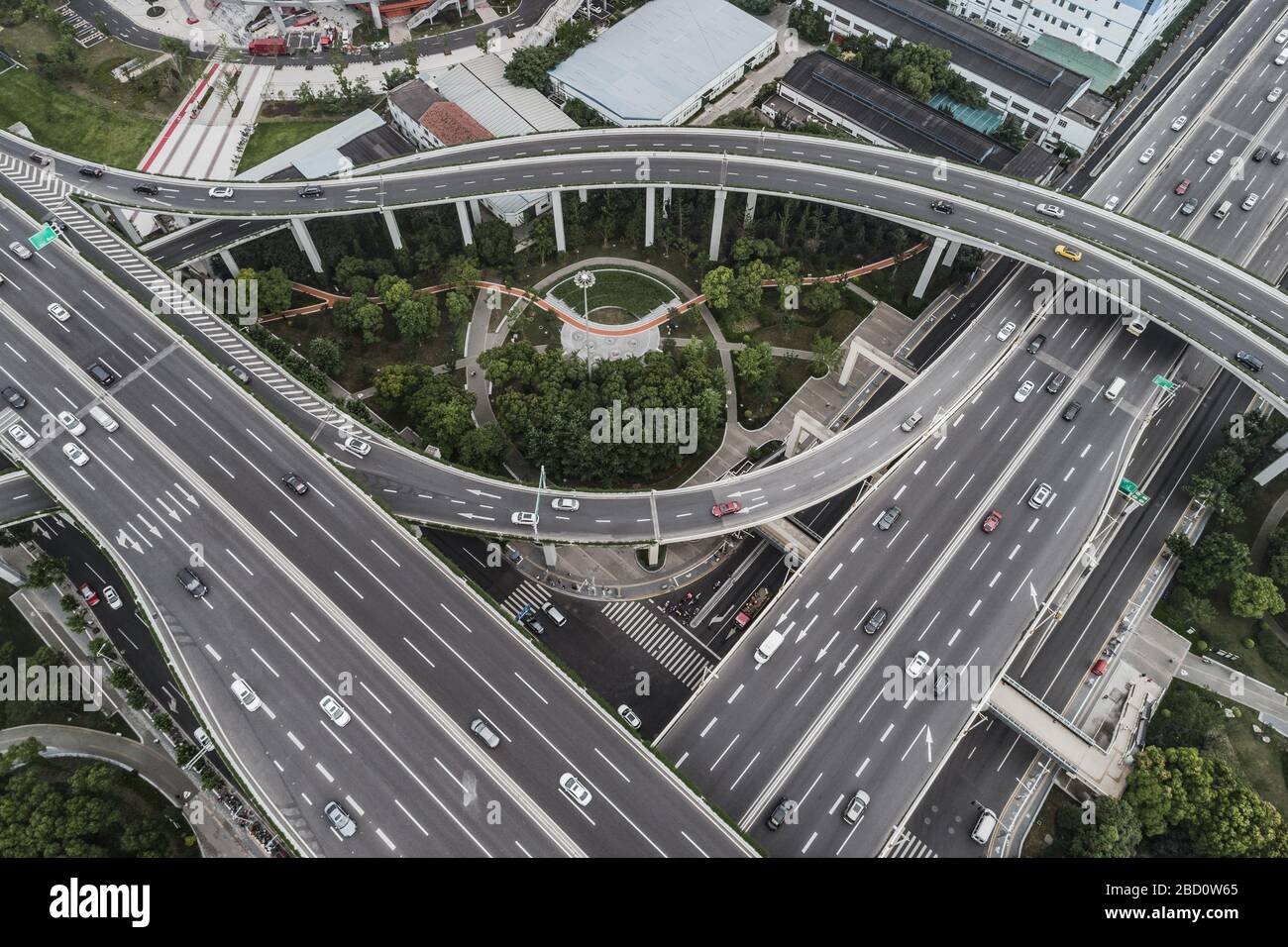 Aerial view of highway and overpass in city Stock Photo - Alamy