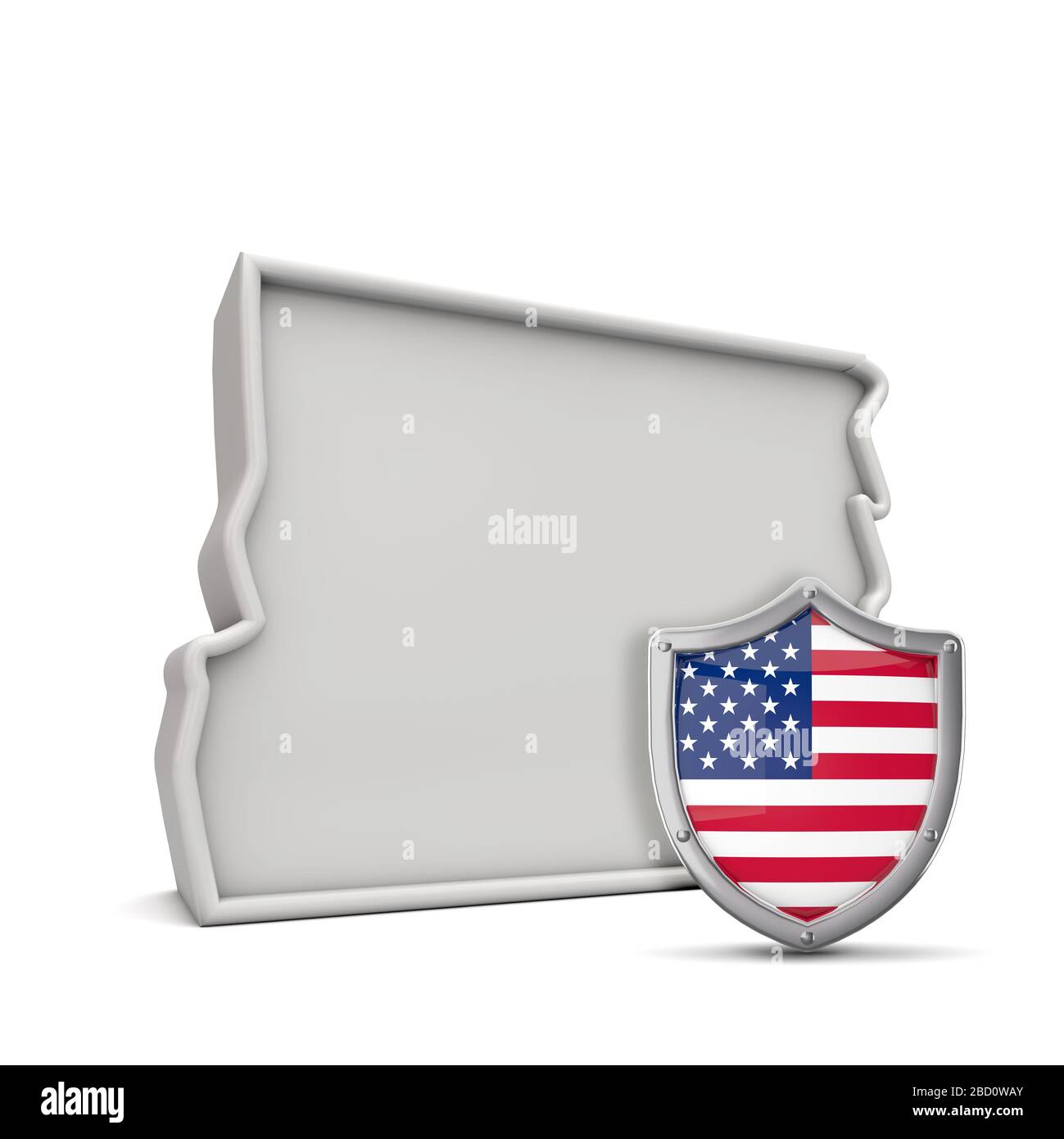 American state of Oregon, with stars and stripes shield. 3D Rendering ...