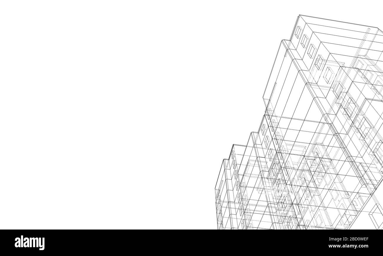 Vector wire-frame model of a multi-storey building Stock Vector Image ...