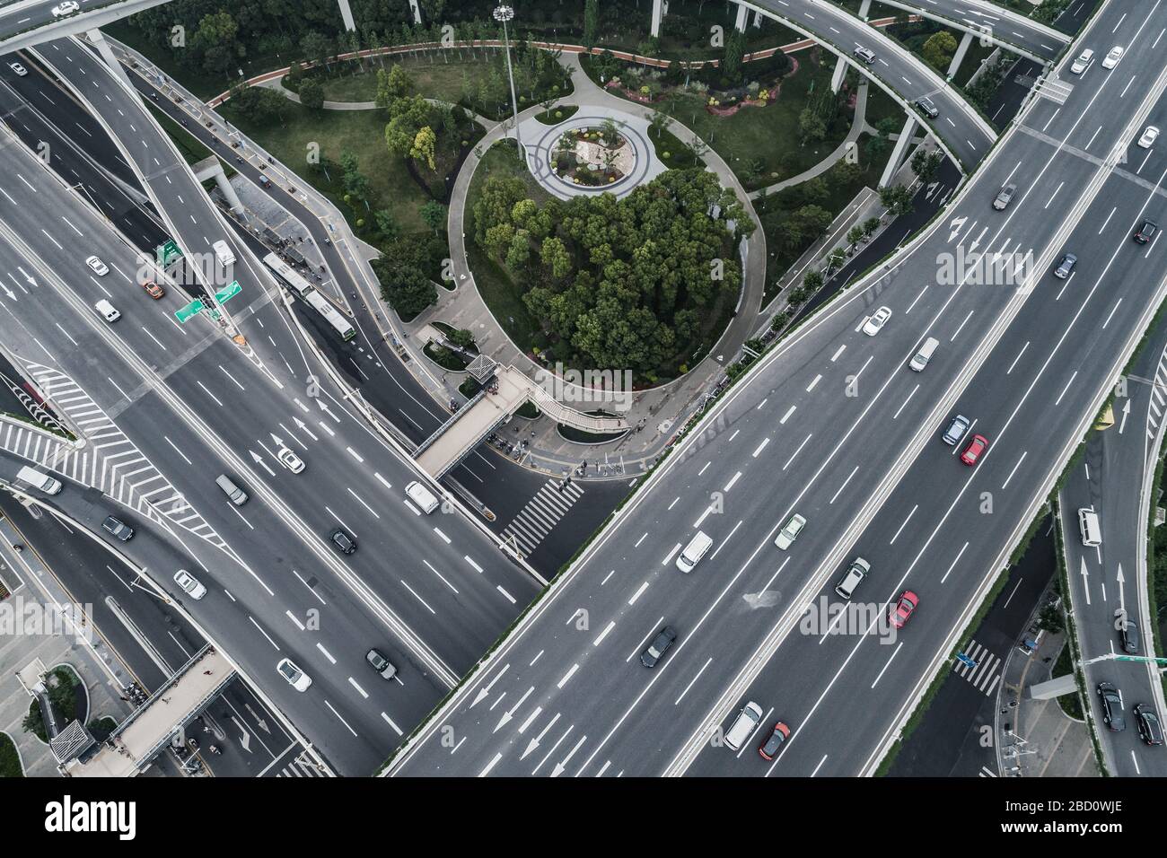 Aerial view of highway and overpass in city Stock Photo - Alamy