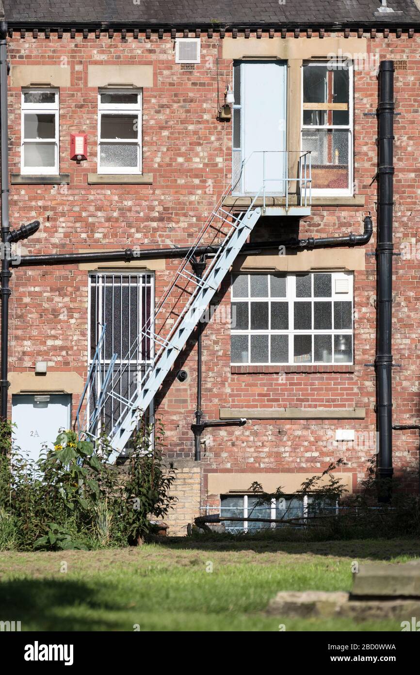 Steel Outdoor Fire Escape, Northumberland, UK Stock Photo - Alamy
