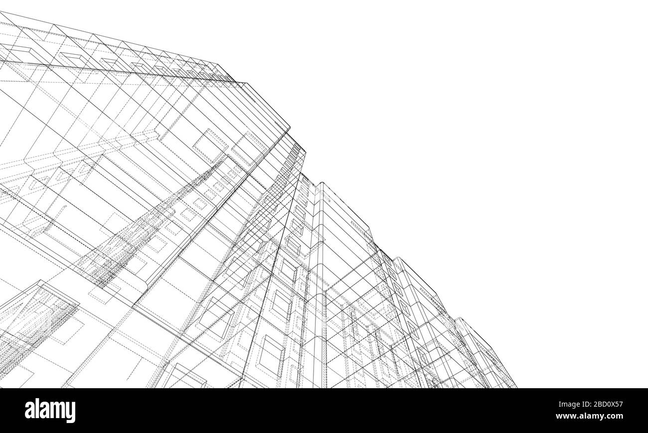Vector wire-frame model of a multi-storey building Stock Vector Image ...