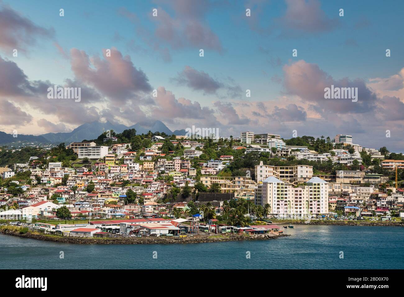 Colorful Homes and Condos on Hill in Martinique Stock Photo - Alamy