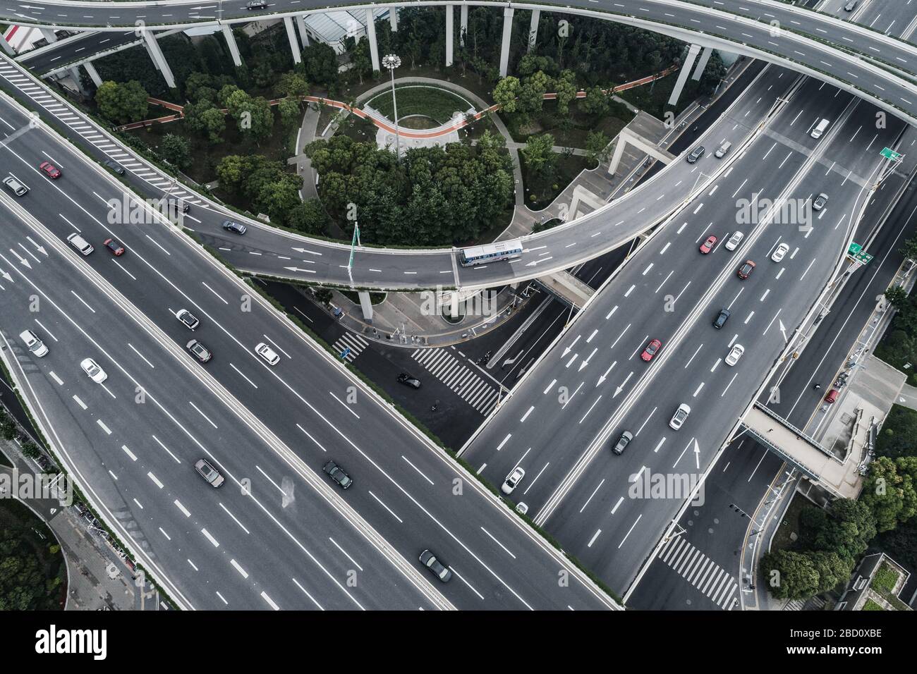 Aerial view of highway and overpass in city Stock Photo - Alamy