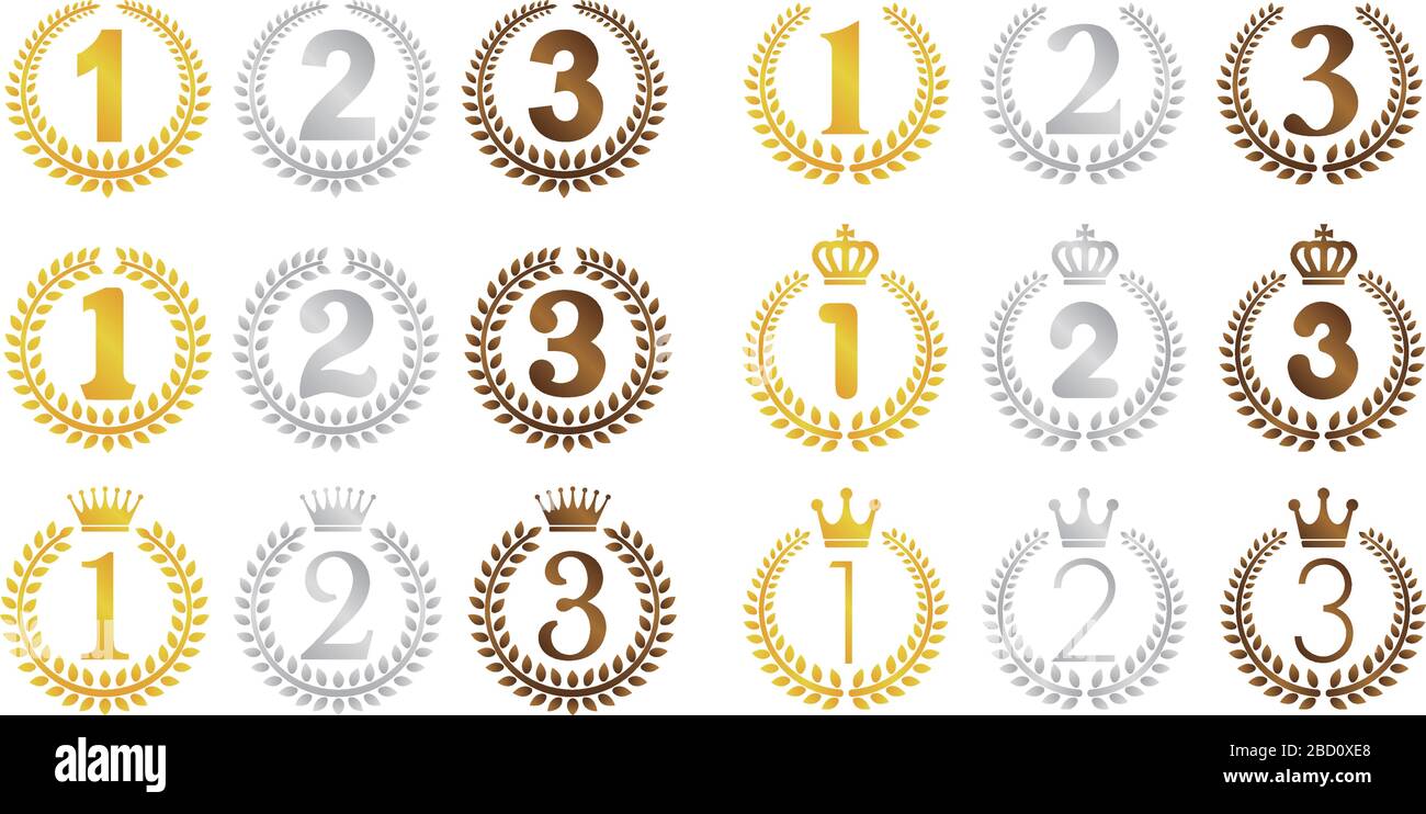wreath frame ranking illustration set . from 1st place to 3rd place ...