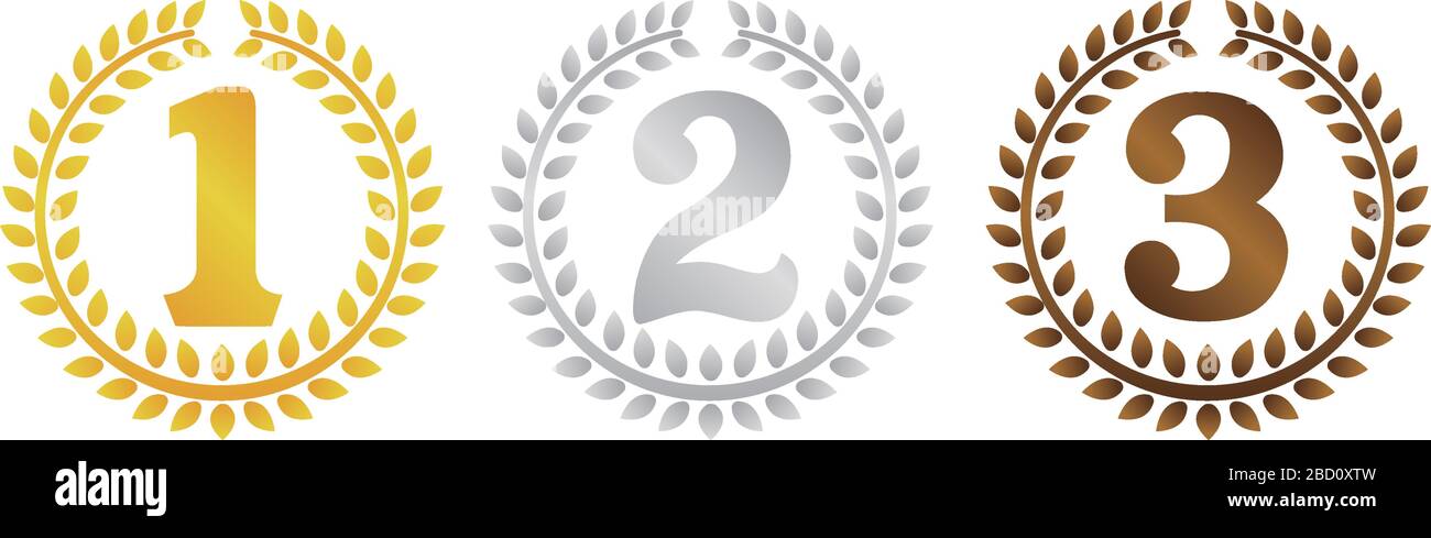 wreath frame ranking illustration set . from 1st place to 3rd place ...