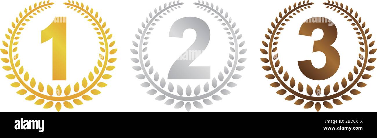 wreath frame ranking illustration set . from 1st place to 3rd place ...