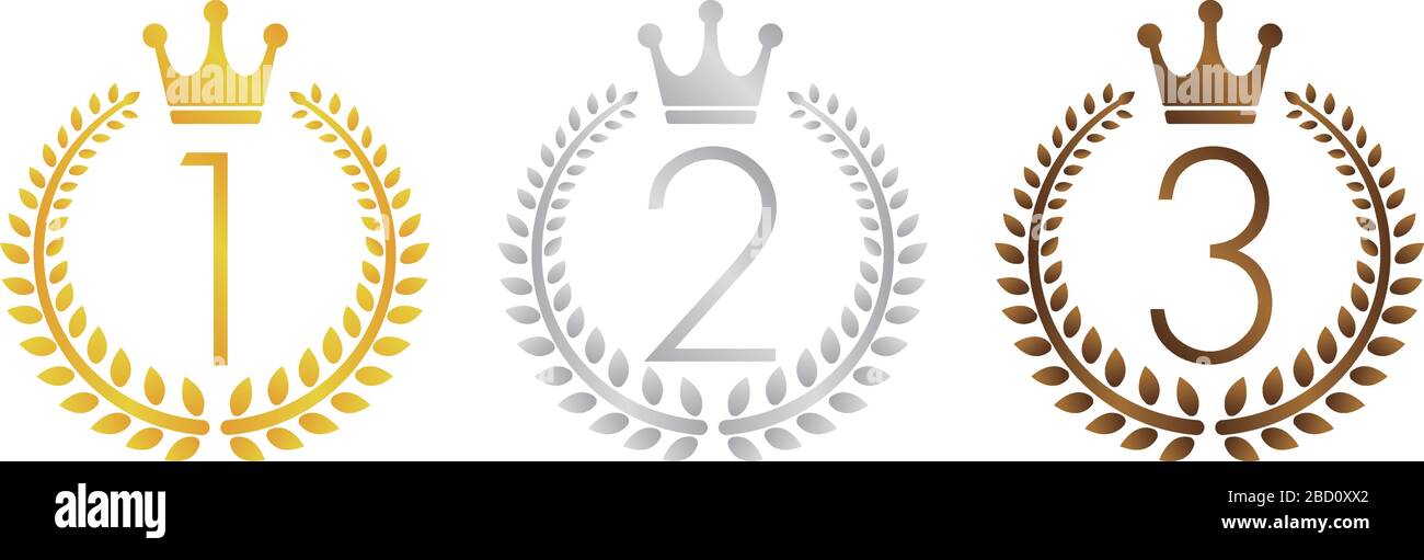 wreath frame ranking illustration set . from 1st place to 3rd place ...