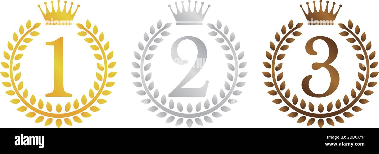 wreath frame ranking illustration set . from 1st place to 3rd place ...