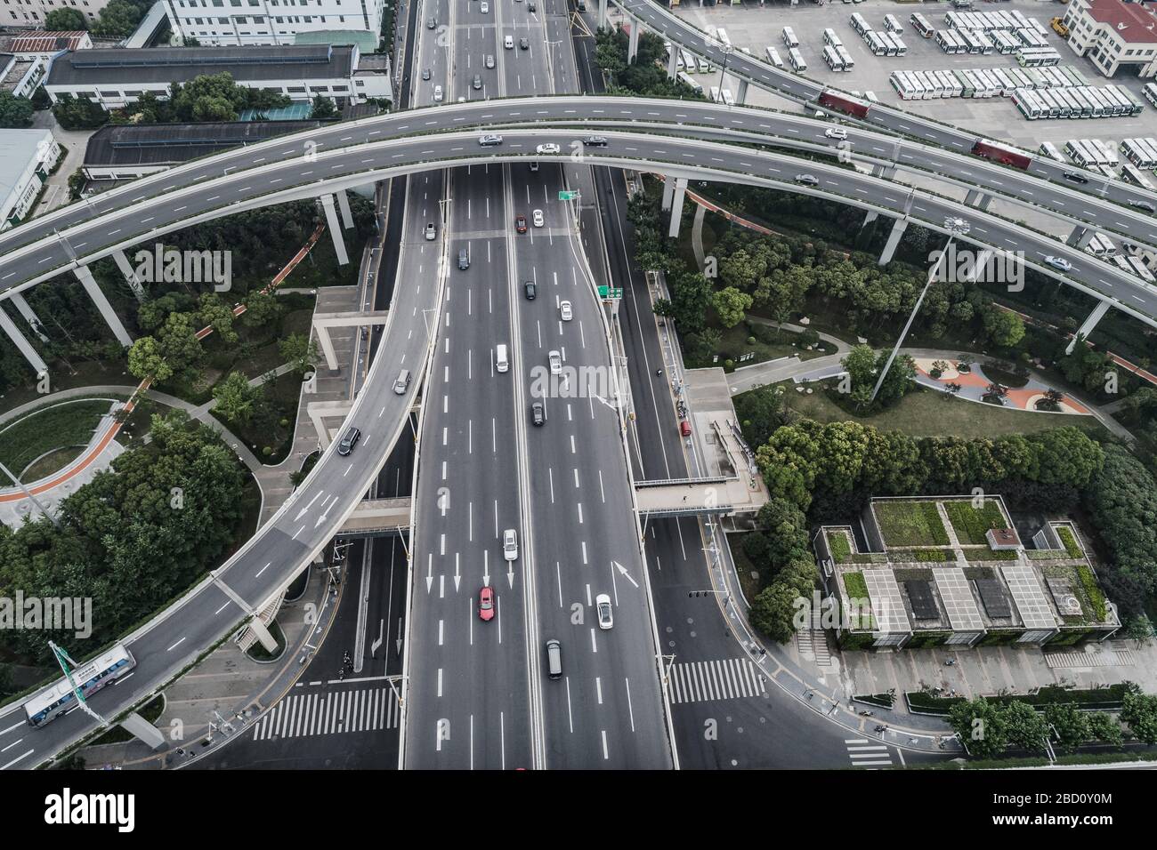 Aerial view of highway and overpass in city Stock Photo - Alamy