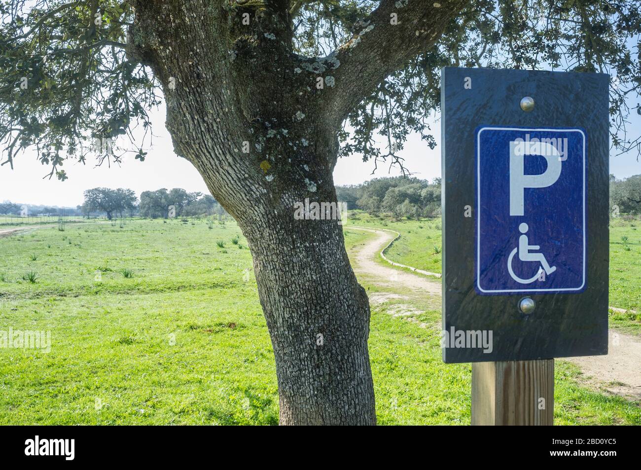 Track suitable for disabled people sign post. Natural Park enviroment ...