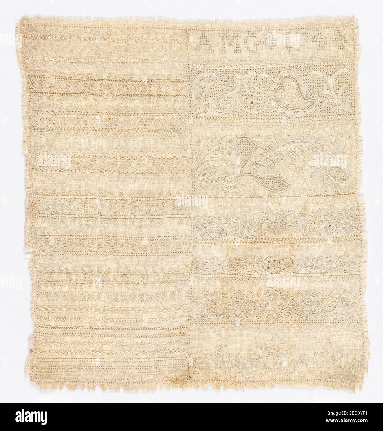 Sampler. Research in ProgressRectangle of rather heavy cream linen ...