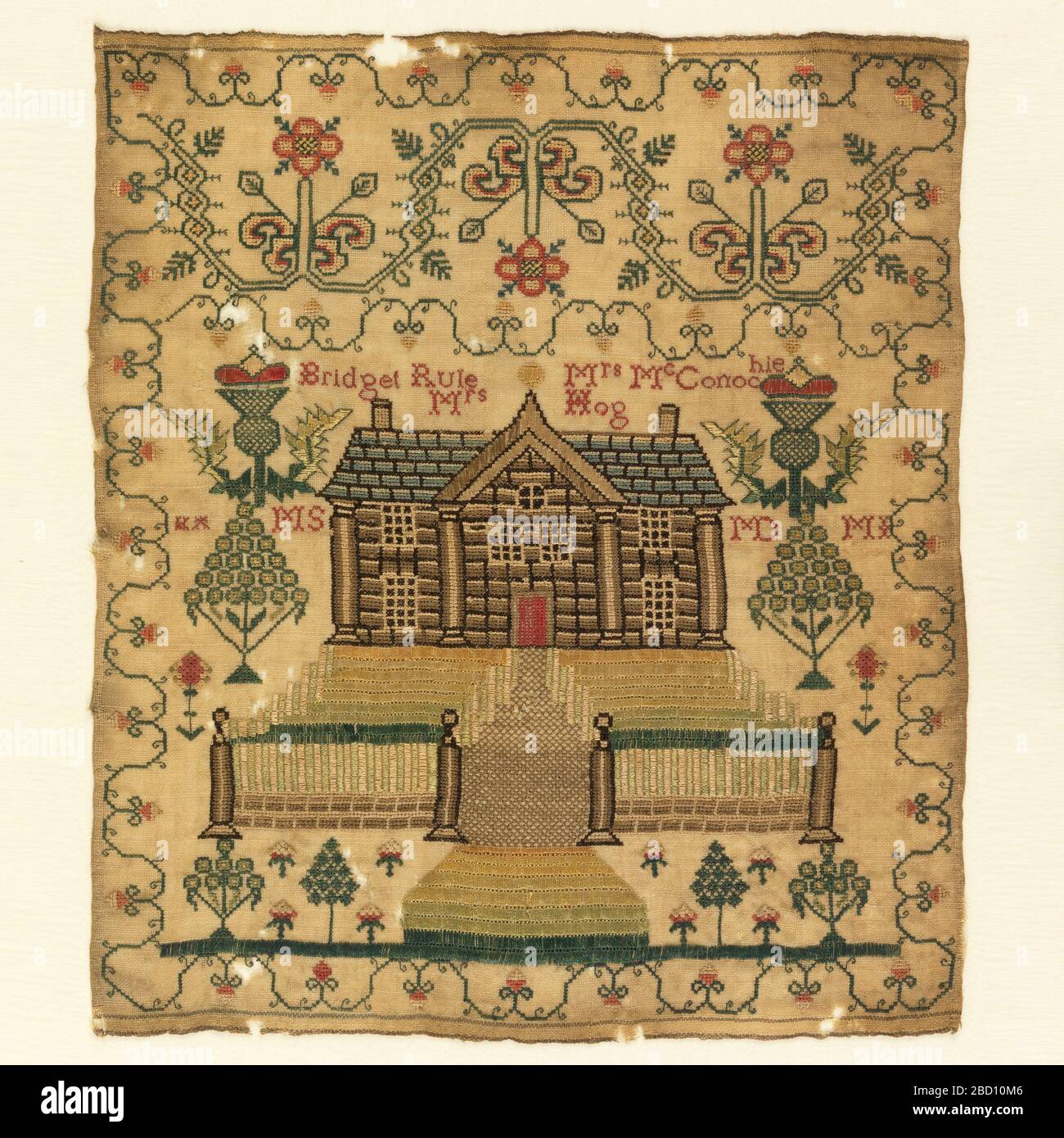Sampler. Research in ProgressBuilding with four columns with thistle on ...