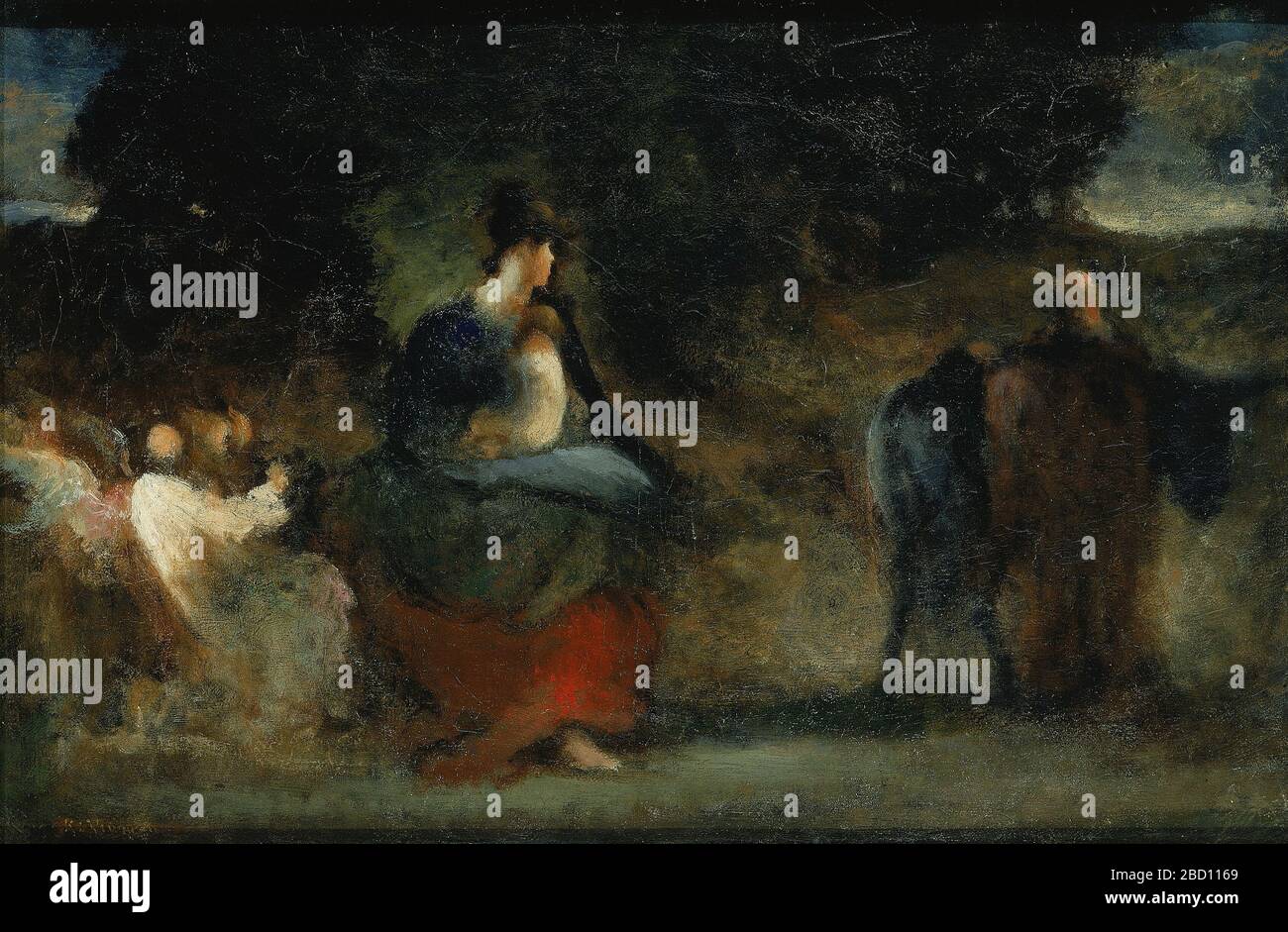 Flight into Egypt. This painting shows the flight of Mary, Joseph, and ...