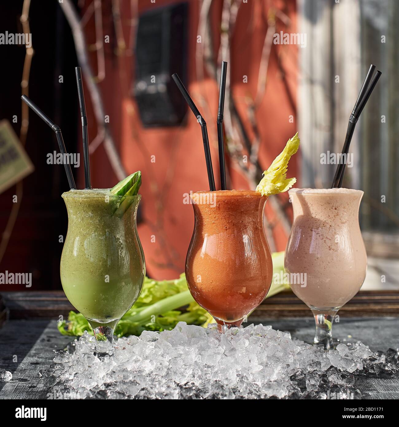 Delicious and classic cocktail of celery garnished with celery stalk ...