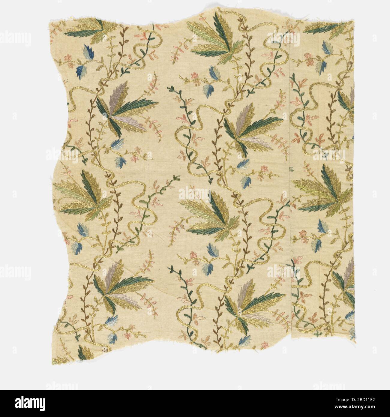 Textile. Research in ProgressEmbroidered in serpentine design of leaves ...