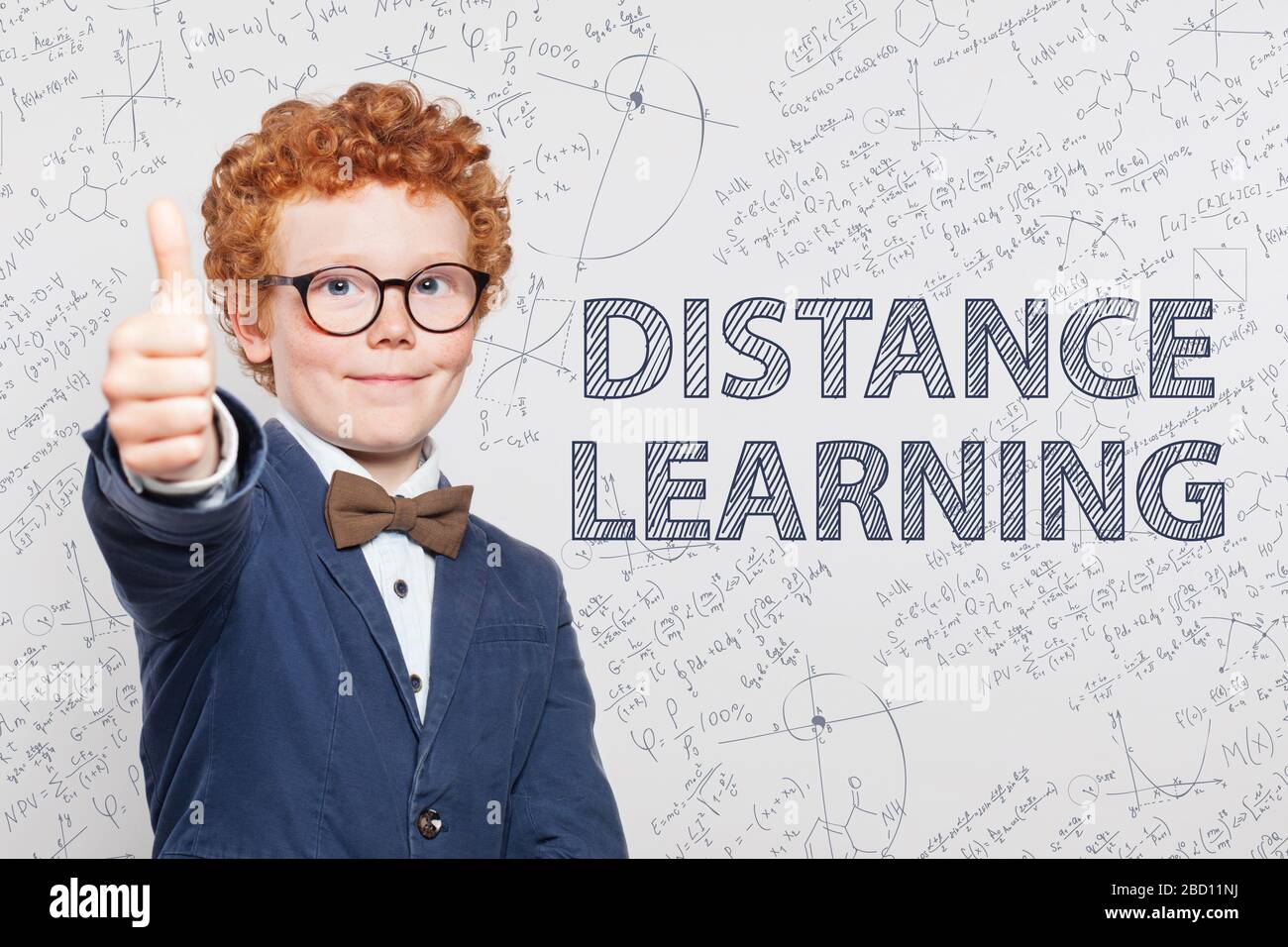 Happy boy student school kid, Distance education concept Stock Photo ...