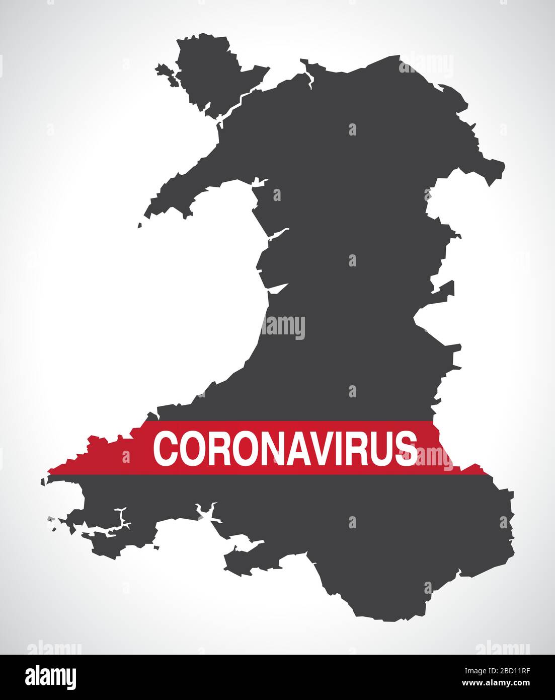 Wales map with Coronavirus warning illustration Stock Vector Image ...
