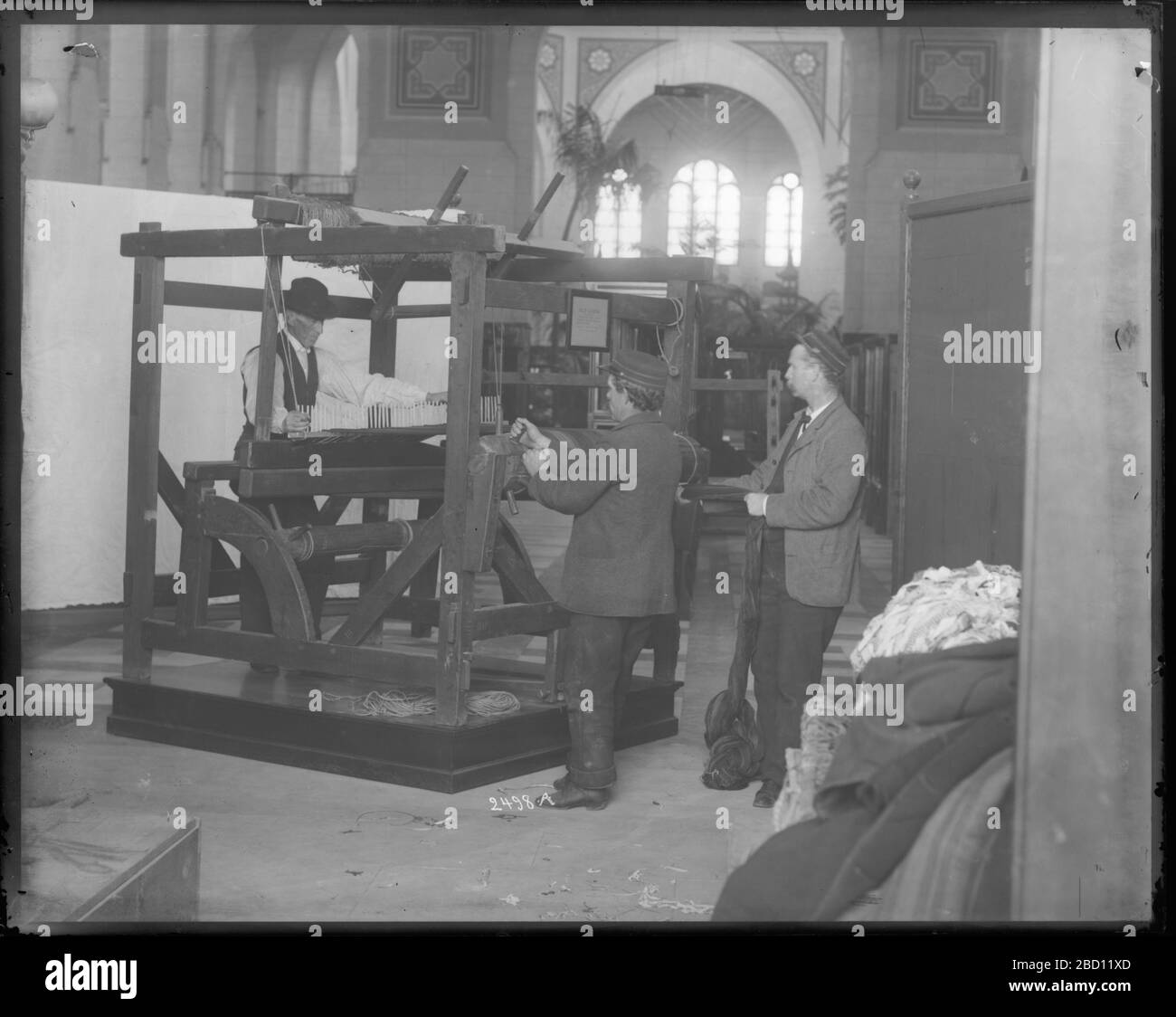 Old Loom Exhibit in the United States National Museum. Three ...