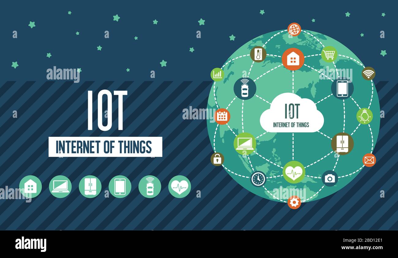 IoT ( internet of things ) image banner illustration (earth Stock ...