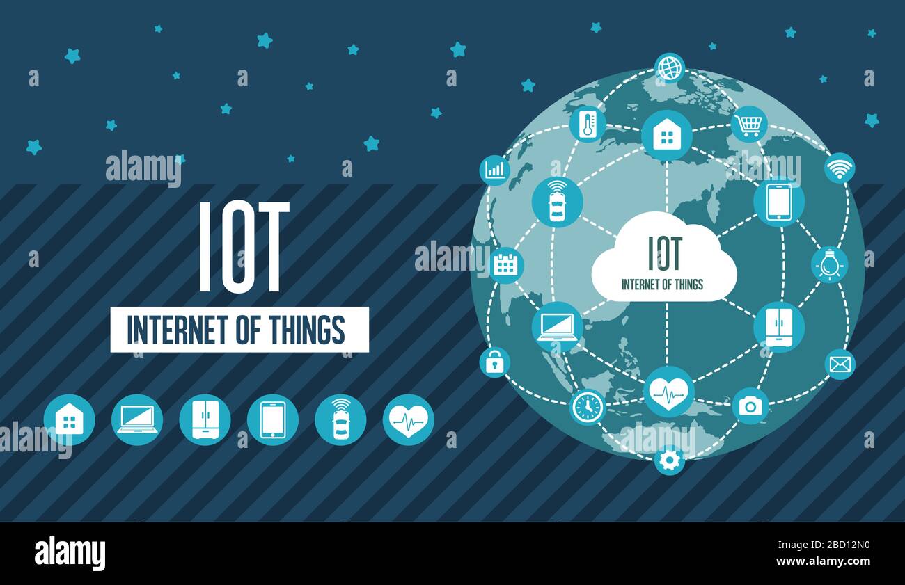 IoT ( internet of things ) image banner illustration (earth Stock ...