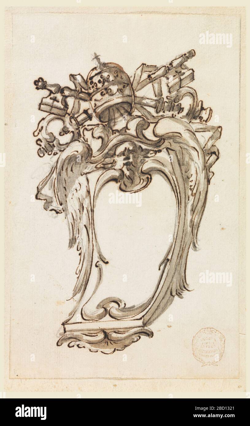 Drawing. Research in ProgressCartouche with royal symbols and elements ...