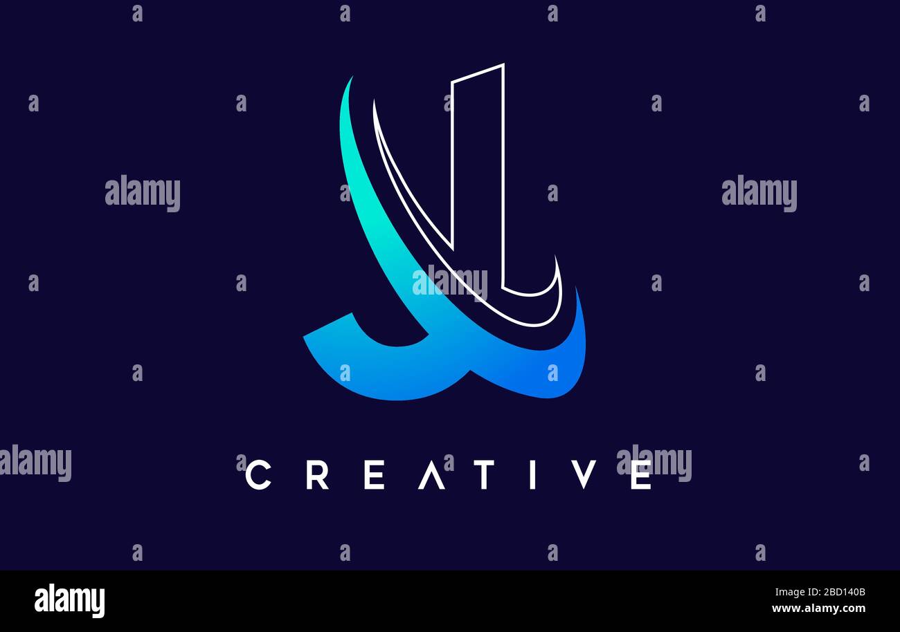 Letter J Logo J Letter Design Vector With Blue Swash