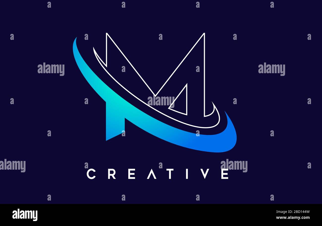 Letter M Logo. M Letter Design Vector with Blue Swash ...