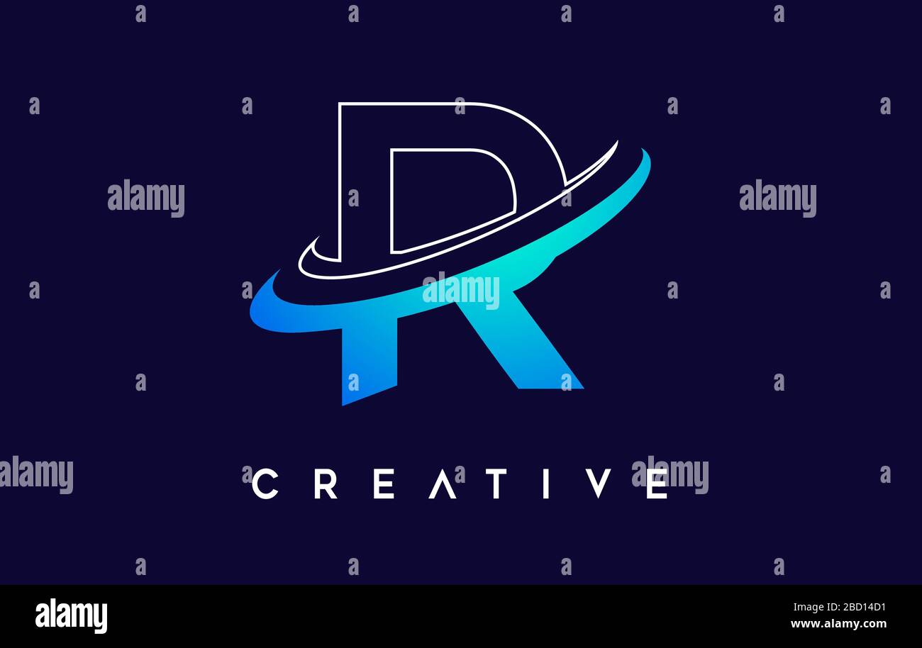 Letter R Logo. R Letter Design Vector with Blue Swash ...