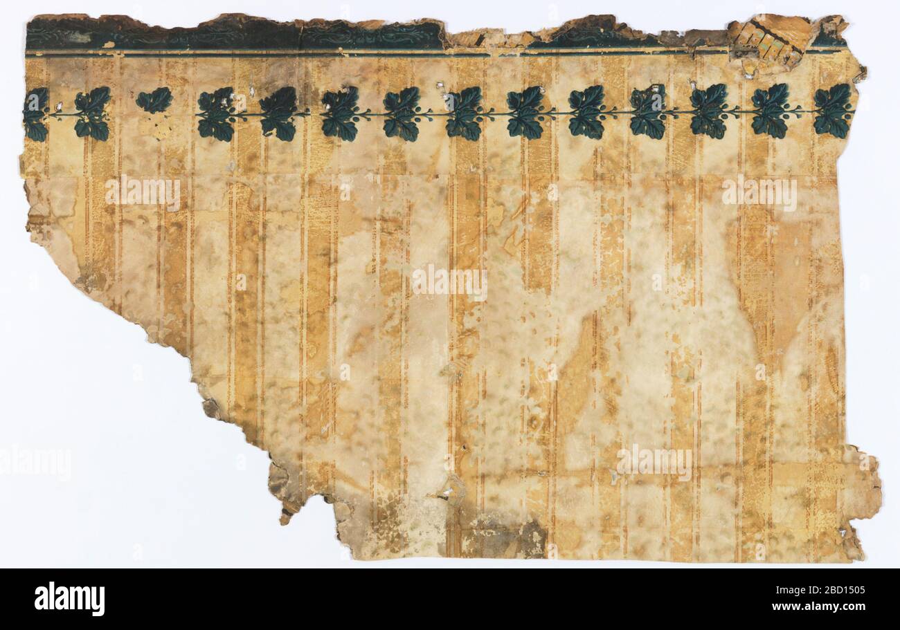 Sidewall and border. Research in ProgressWide ocher striping printed on ...