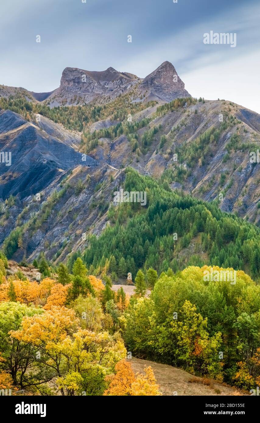 France - Maritime Alps - Autumn view going up to Col d 'Allos Stock ...