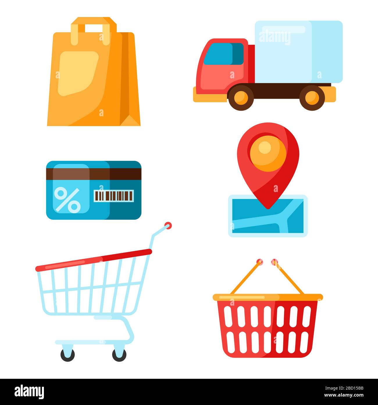 Supermarket selfservice and delivery icons Stock Vector Image & Art - Alamy
