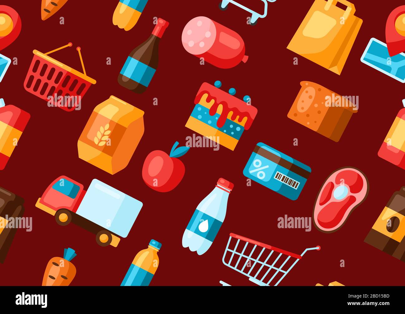 Supermarket seamless pattern with food icons Stock Vector Image & Art ...
