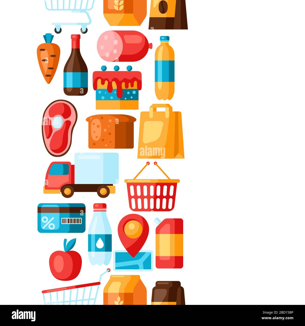 Supermarket seamless pattern with food icons Stock Vector Image & Art ...