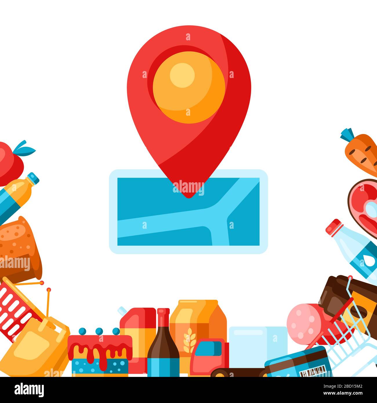 Illustration of supermarket map mark with food Stock Vector Image & Art ...