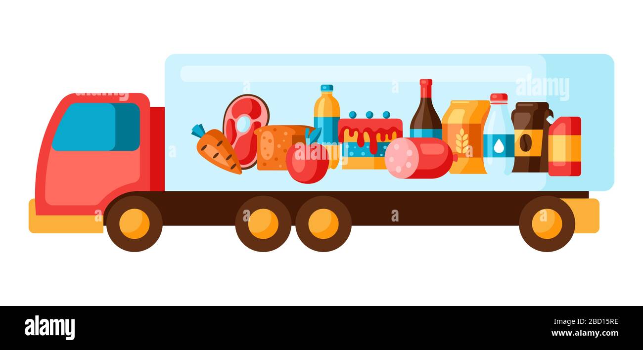 Illustration of truck with food Stock Vector Image & Art - Alamy
